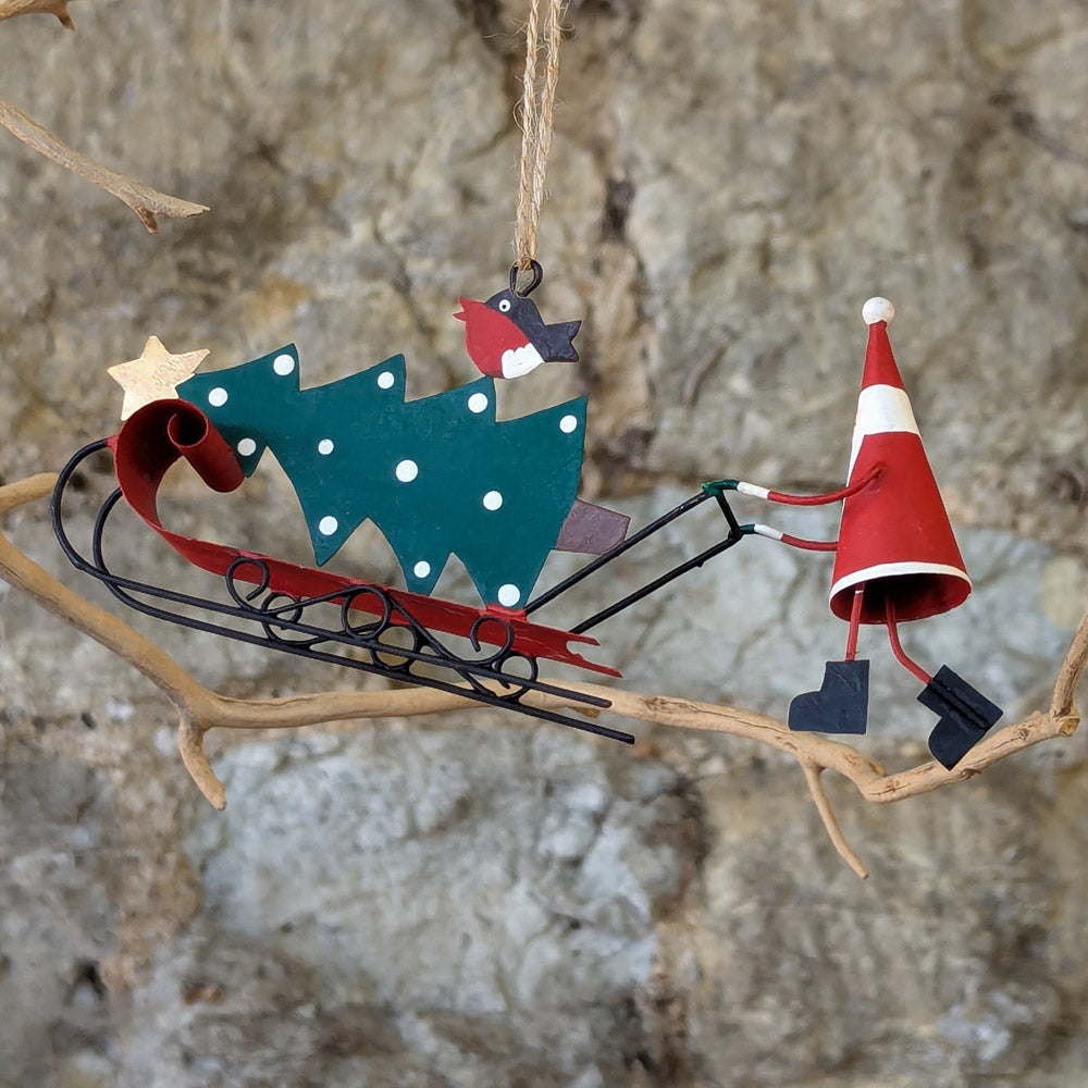 Santa Pushing Sleigh – Stagsden Christmas Trees